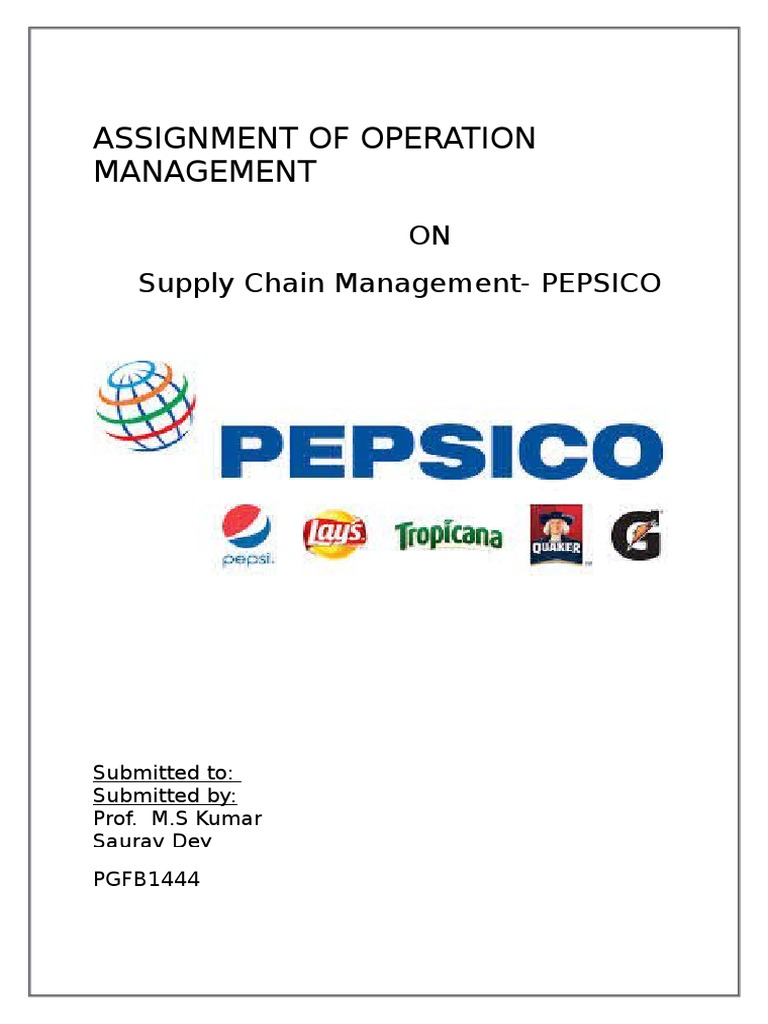Project Report On Pepsi | PDF | Pepsi Co | Supply Chain