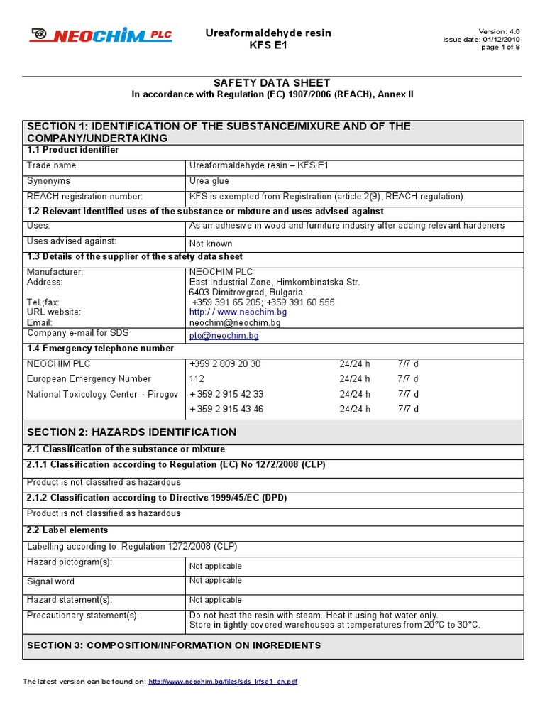 uf-msds | Formaldehyde | Toxicity