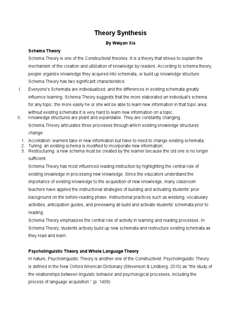 Theory Synthesis | PDF | Schema (Psychology) | Psycholinguistics