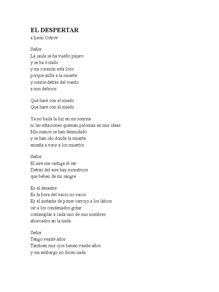 El Despertar, Alejandra Pizarnik | PDF