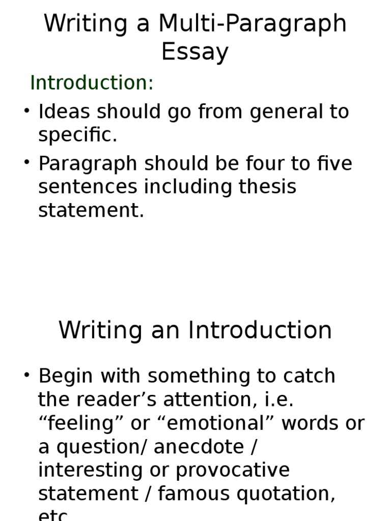 Writing A Multi-Paragraph Essay | PDF | Ellipsis | Essays