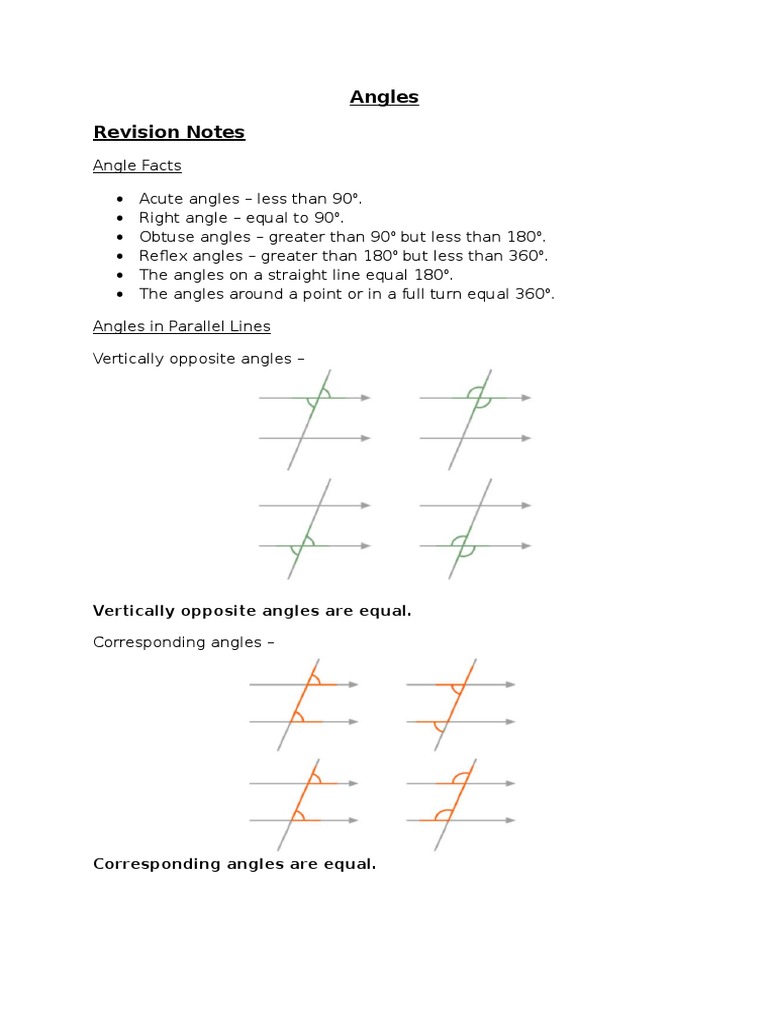 Angles: Revision Notes and Exam Questions | PDF | Angle | Polygon