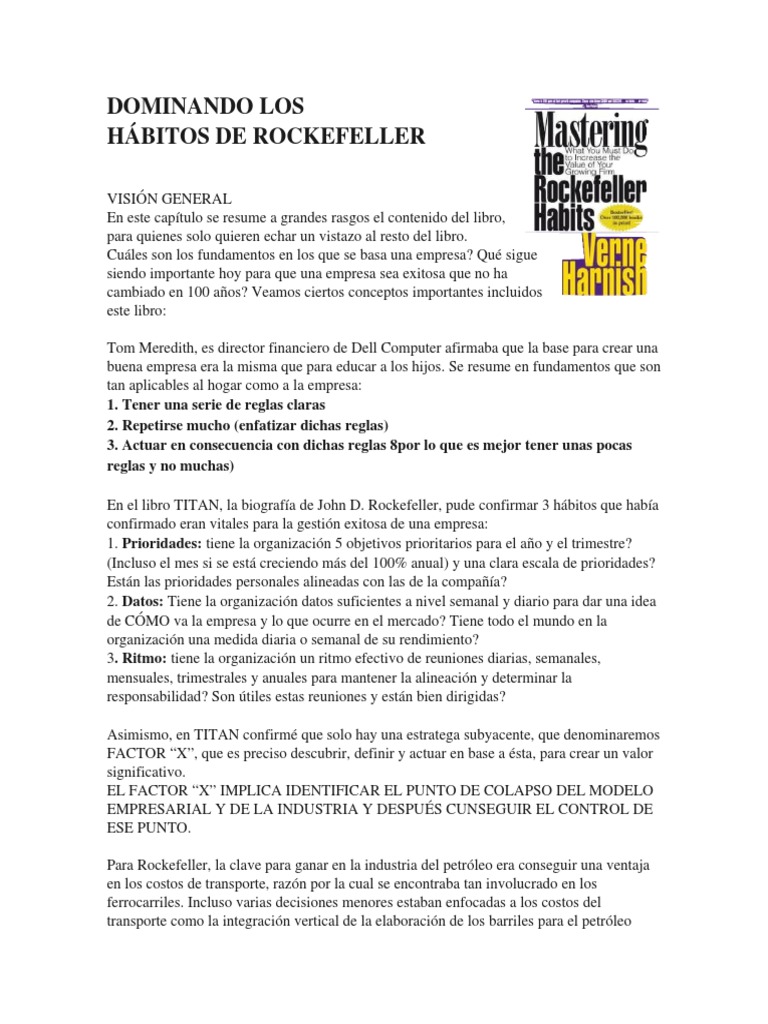 Dominando Los Hábitos de Rockefeller | PDF | Planificación | Toma de ...