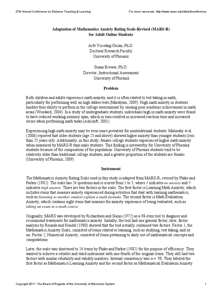 Adaptation of Mars Scale For Online Students | PDF | Factor Analysis ...