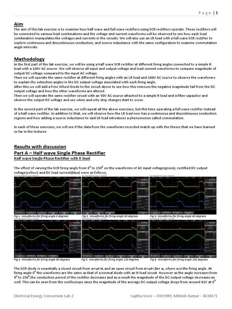 Lab Exercise On Full Wave and Half Wave SCR Rectifiers | PDF | Rectifier | Direct Current