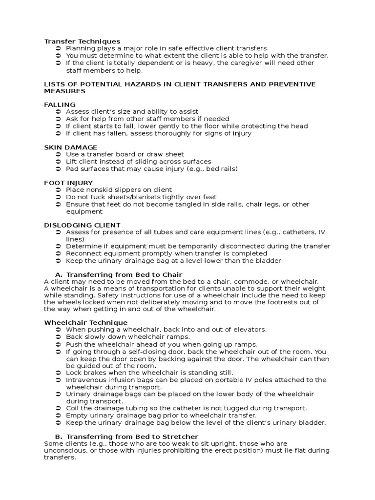 Transfer Techniques | PDF | Wheelchair | Elevator