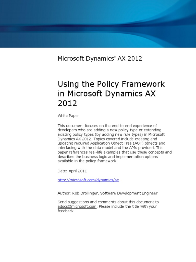 Using The Policy Framework in Microsoft Dynamics AX 2012 | Download Free PDF | Data Model ...