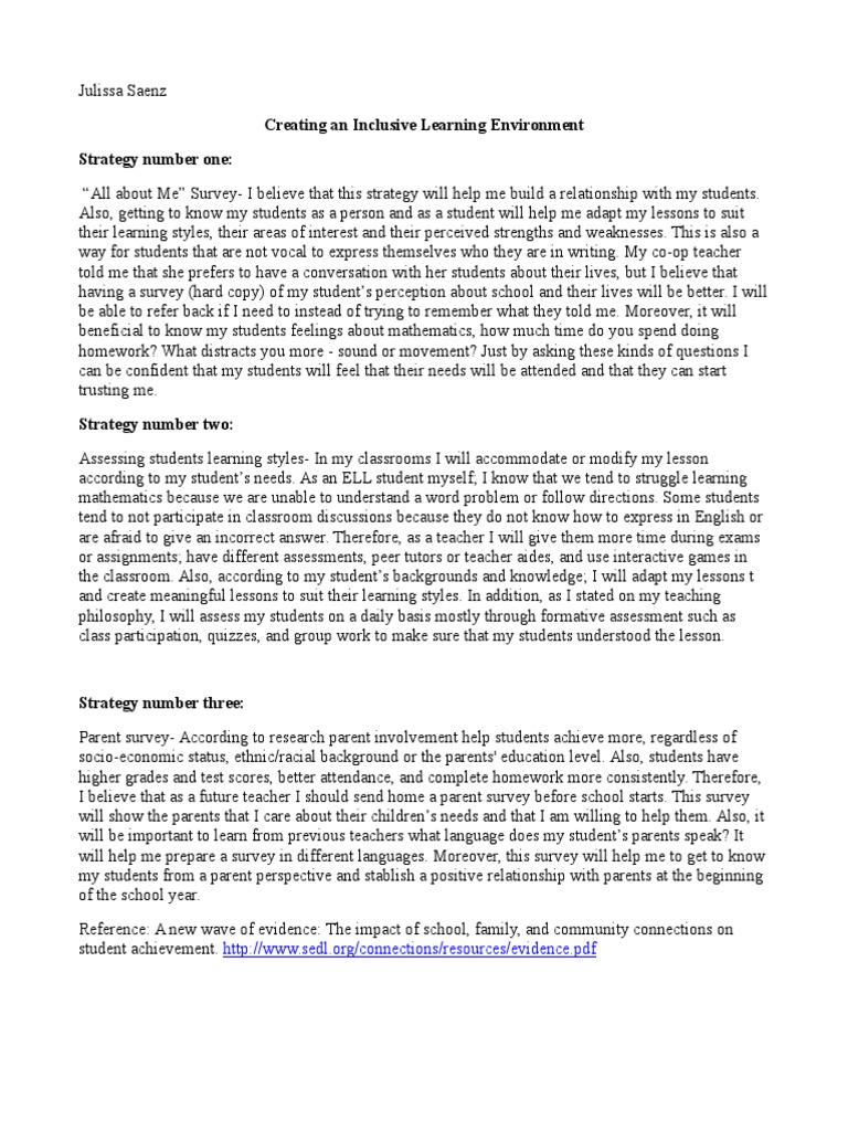 Creating An Inclusive Learning Environment | PDF | Learning Styles ...