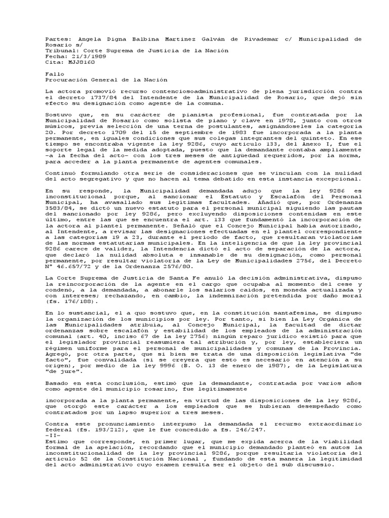 Fallo Rivademar | PDF | Caso de ley | Constitución