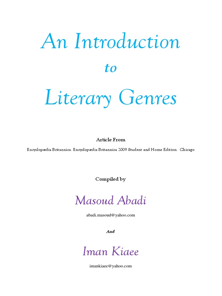 10) An Introduction To Literary Genres (Summer Pack) (Encarta) | PDF ...