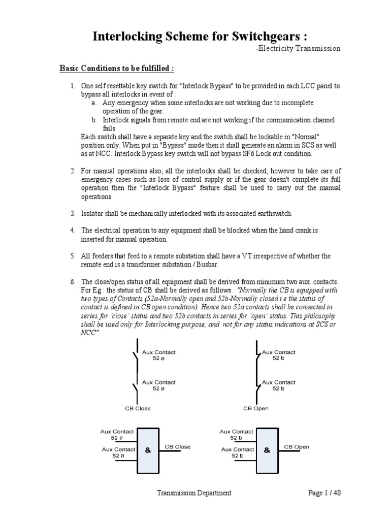 Interlocking Scheme for Switchgears | PDF | Electrical Substation | Switch