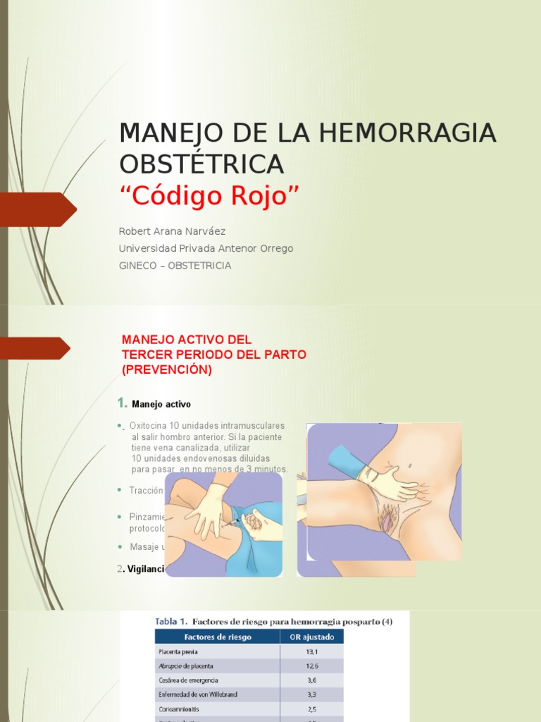 Manejo de Hemorragia Obstétrica: Código Rojo | PDF | El embarazo ...