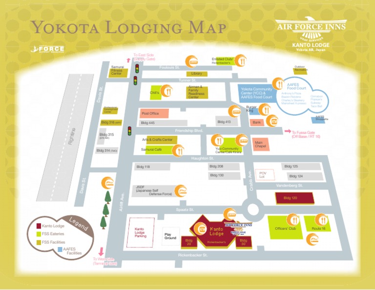 Yokota Air Base Kanto Lodge Map | PDF | Travel | Cooking, Food & Wine