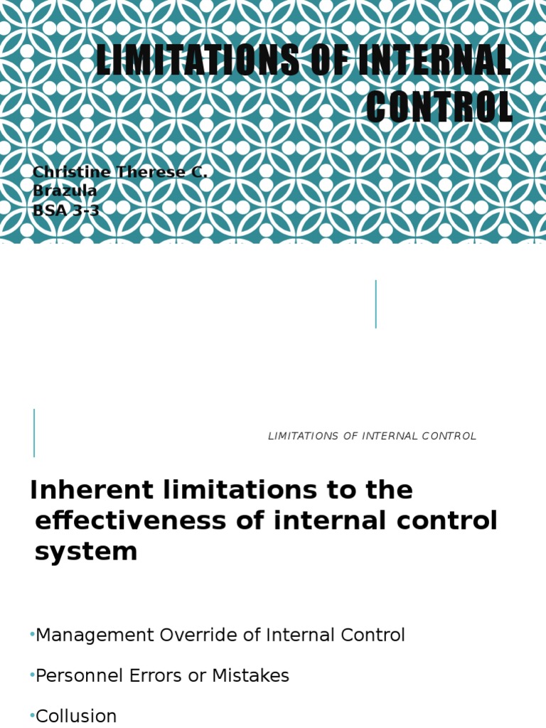 Limitations of Internal Control. Therese | PDF | Audit | Risk
