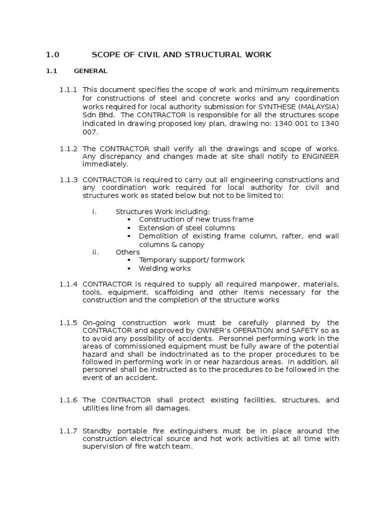 Scope of Civil and Structural Work-Nuplex | PDF | Framing (Construction ...
