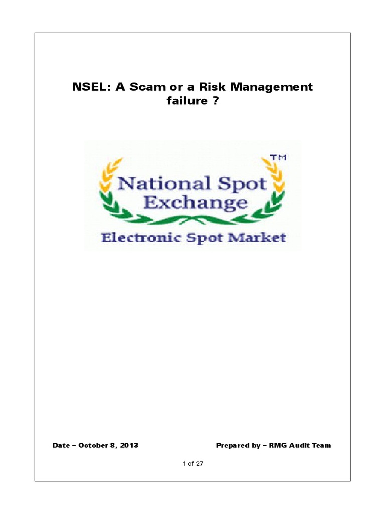 NSEL Scam or Risk Management Failure PDF | PDF | Commodity Markets ...