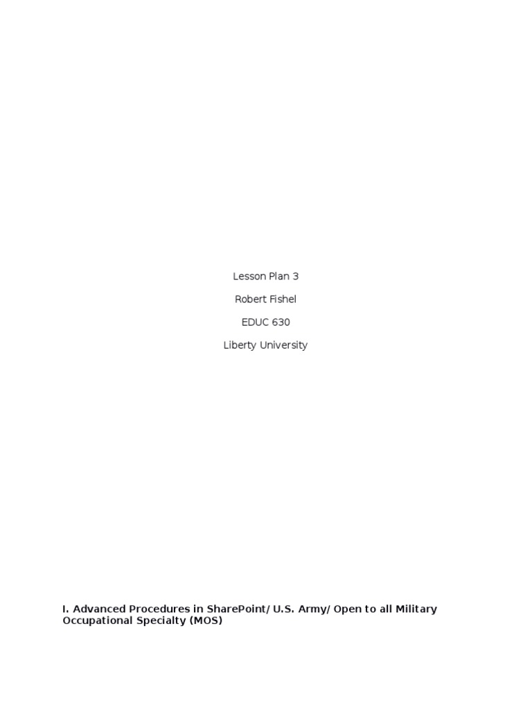 Advanced SharePoint Training for Soldiers | PDF | Share Point | Lesson Plan