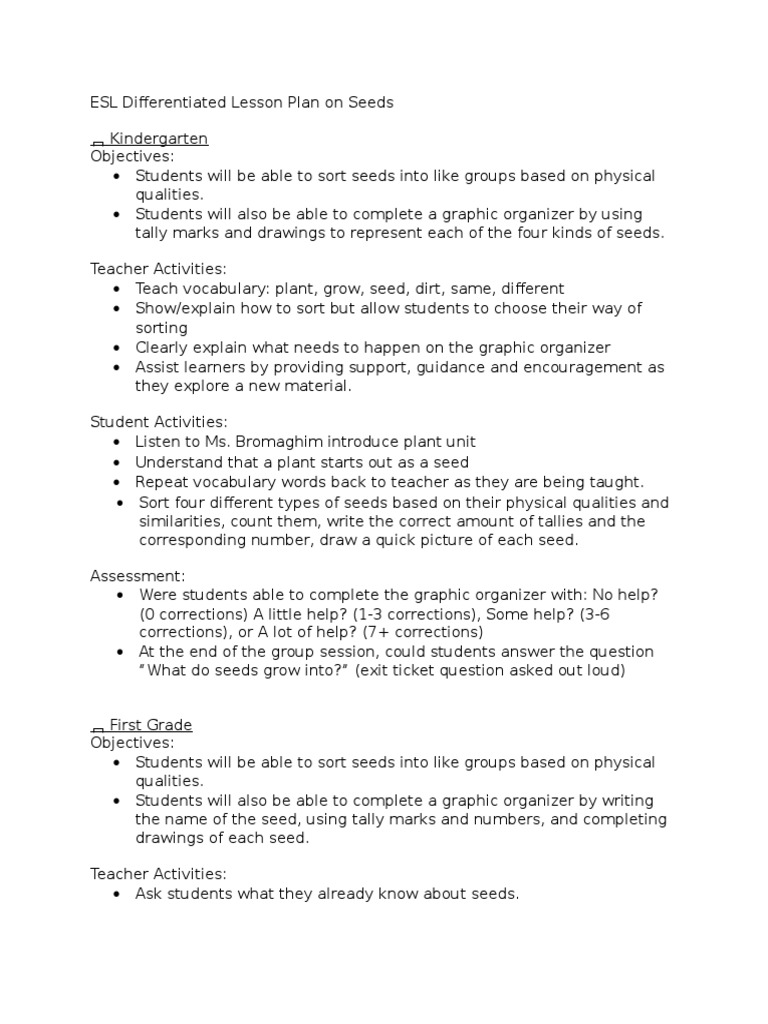 Seeds Lesson Plan for Grades K-5 | PDF | Vocabulary | Lesson Plan