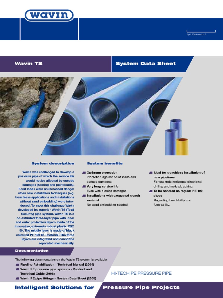 Wavin TS High-Tech Pressure Pipe Guide | PDF | Pipe (Fluid Conveyance ...