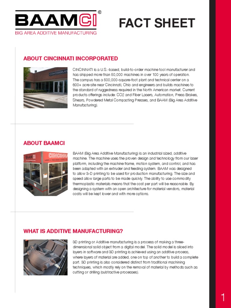 BAAM Fact Sheet - Rev10!29!14 | PDF | 3 D Printing | Production And ...
