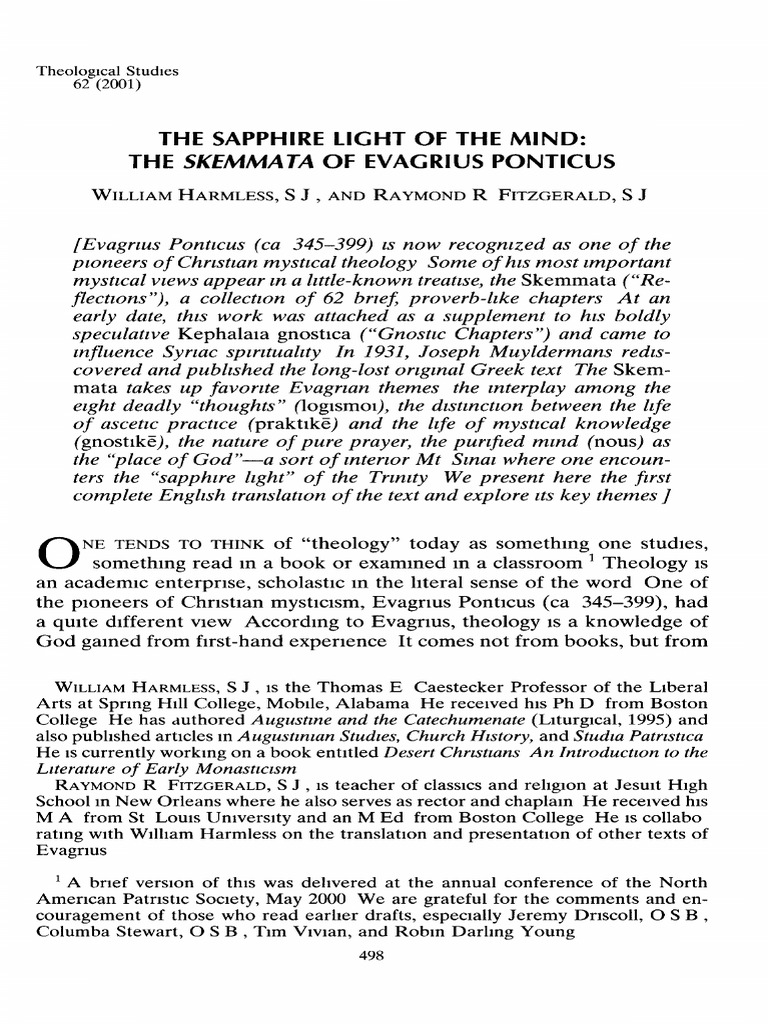 Light of The Mind in Evagrius | PDF | Religious Behaviour And ...
