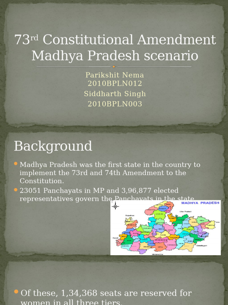 73rd Constitutional Amendment MP | PDF | Governance | Devolution