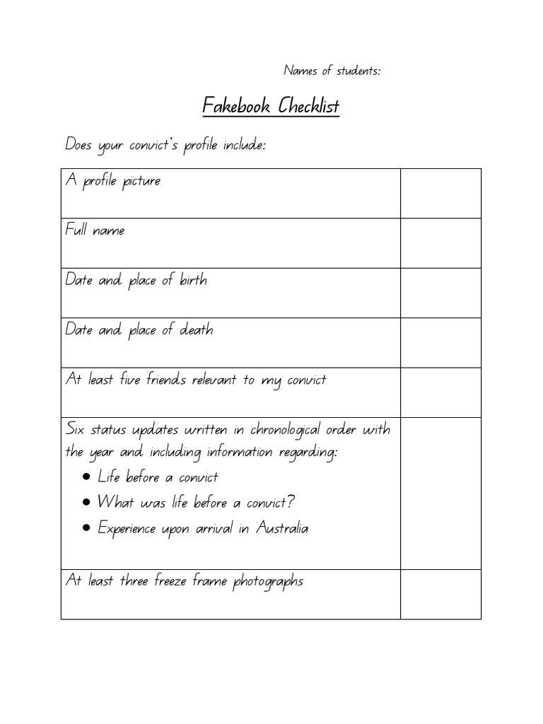 Checklist - Fakebook | PDF | Philosophy | Mystery, Thriller & Crime Fiction