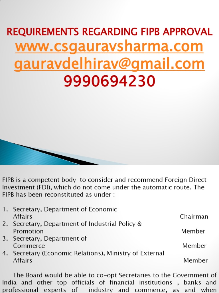 FIPB Approval Process From Cs Gaurav 9990694230 | PDF | Reserve Bank Of ...