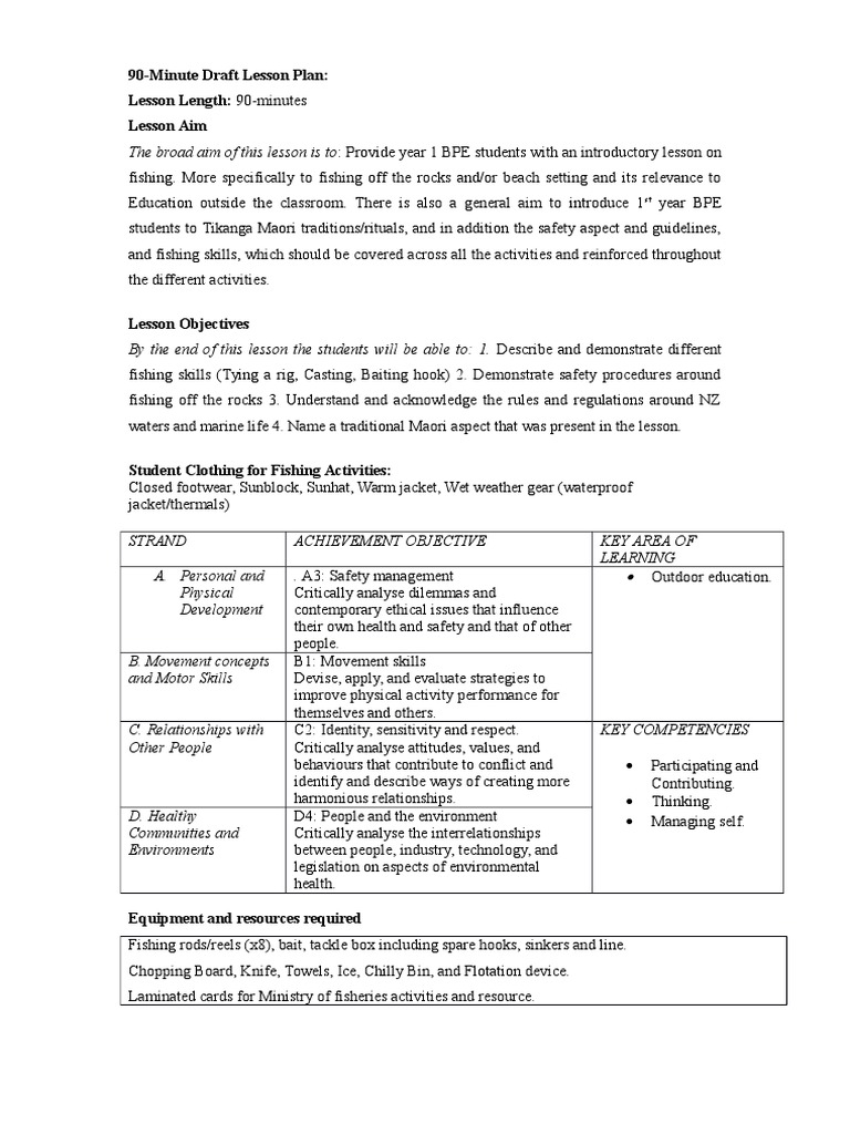 Fishing Lesson Plan | PDF | Fishing Rod | Lesson Plan
