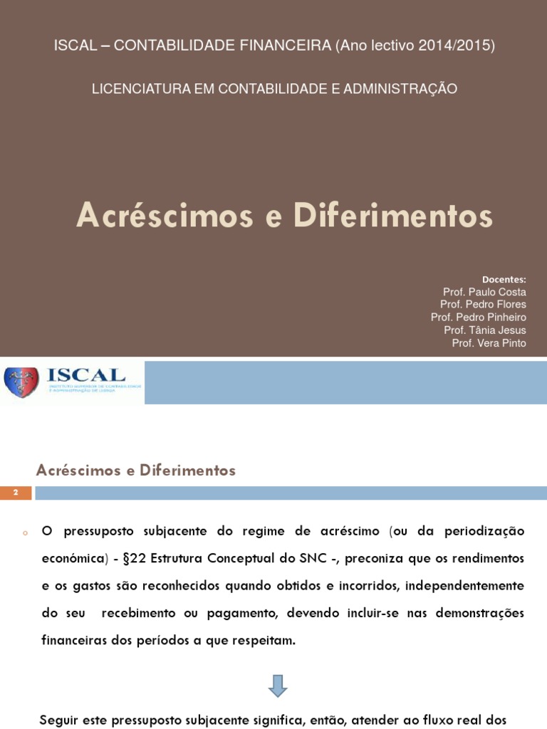 Acréscimos e Diferimentos | PDF | Contabilidade | Economias