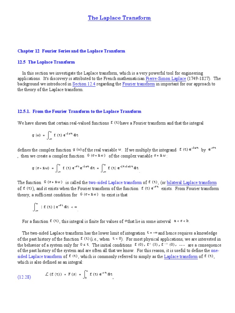 The Laplace Transform File | PDF | Laplace Transform | Integral