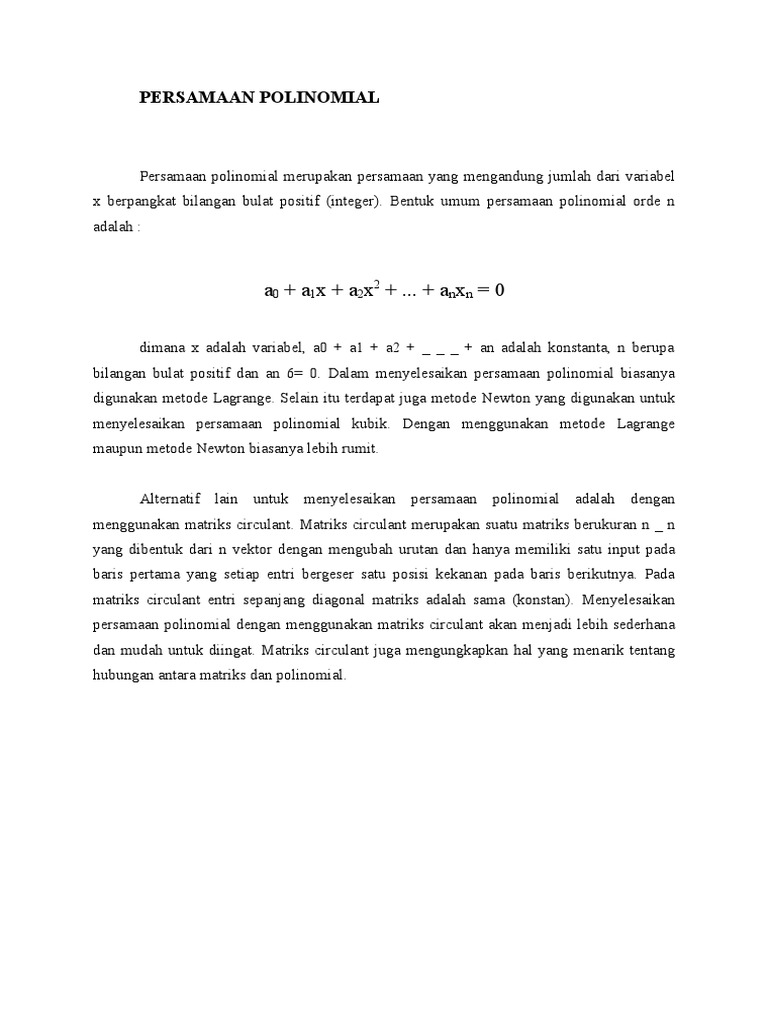Persamaan Polinomial | PDF