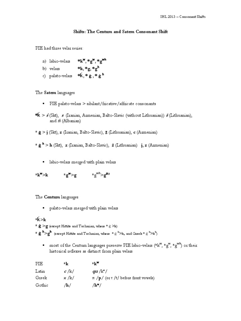 Handout 00 The Centum and Satem Languages | PDF | Foreign Language Studies