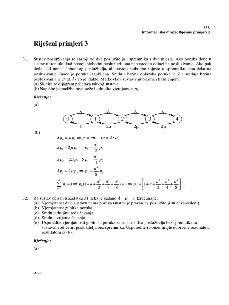 Redovi Čekanja - Rešeni Primeri | PDF