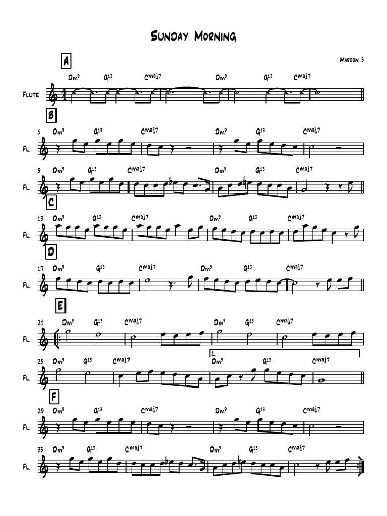 Sunday Morning - Lead Sheet | PDF