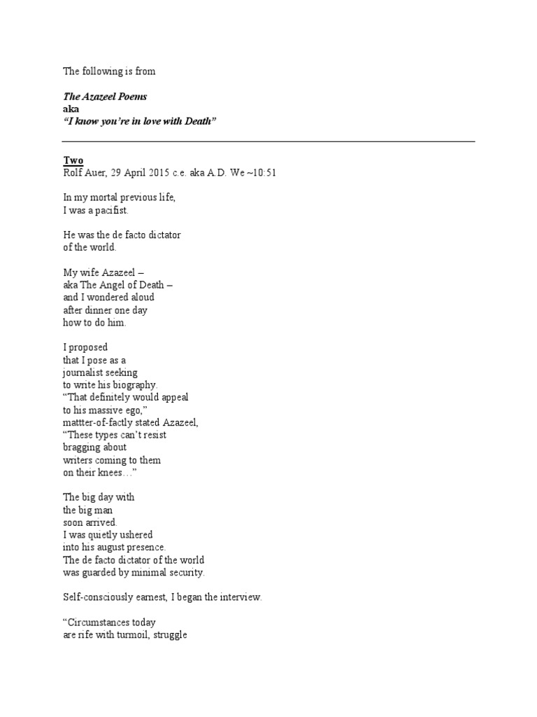 Poem From The Azazeel Poems | PDF | Crime Thriller