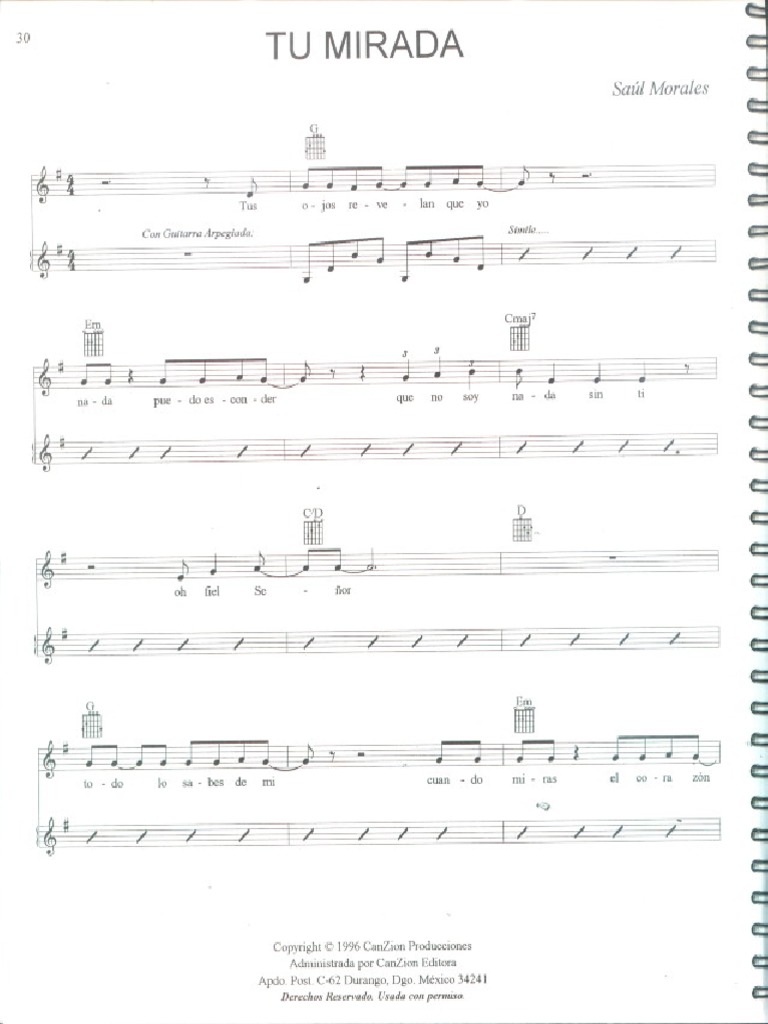 partitura Tu Mirada MARCOS WITT