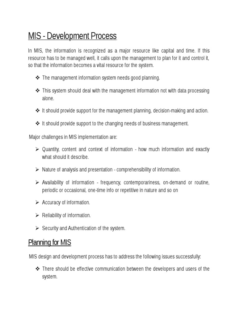 MIS Development | PDF | Management Information System | Information