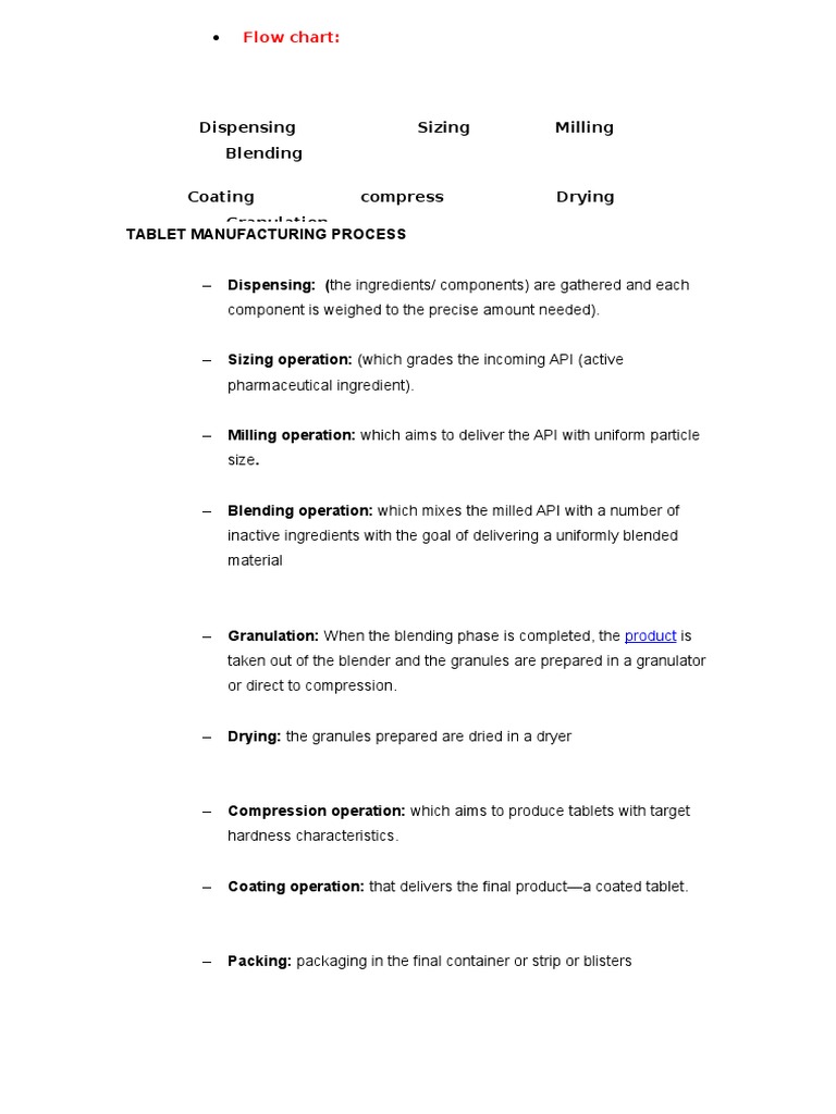 Tablet Manufacturing Process Overview | PDF | Tablet (Pharmacy) | Chemical Substances