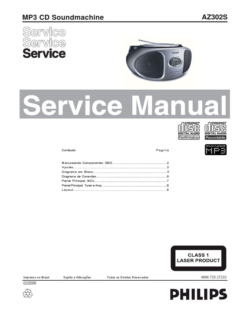 Philips AZ302S MP3 CD Soundmachine SM | PDF | Eletromagnetismo ...