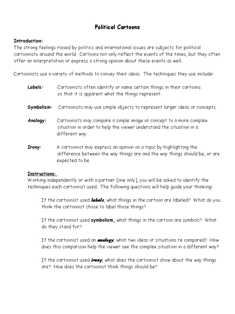 Analyzing Political Cartoon Techniques | PDF | Cartoonist | Cartoon