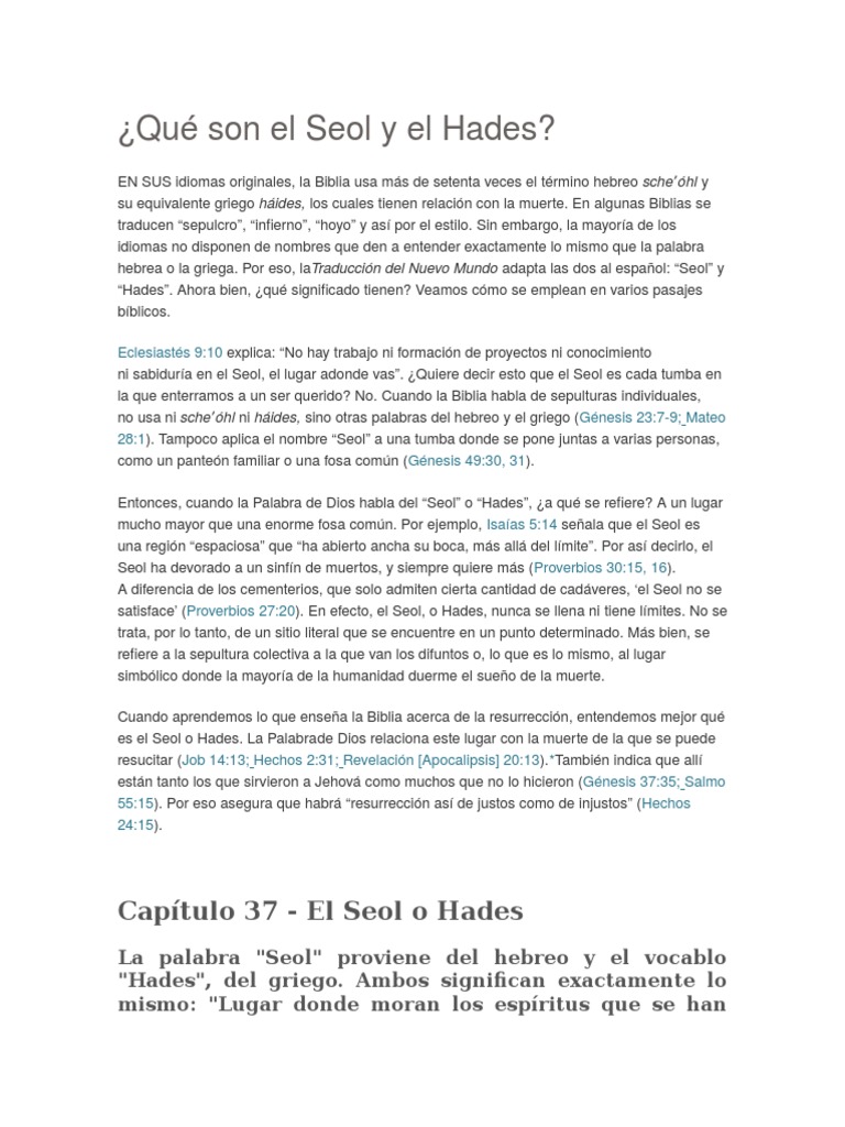 Hade y Seol (Infierno) | PDF | Mitología | Creencia religiosa y doctrina