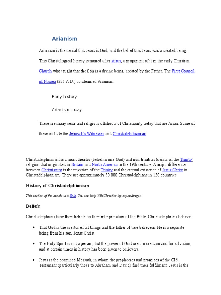 Arianism: Arius Church First Council of Nicaea | PDF | Arianism | Jesus