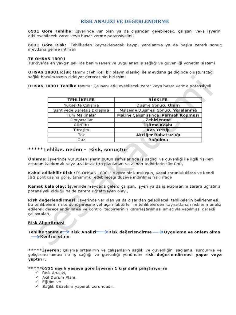 Isg Ders Notları Özetleri en Güncel Kaynak 2 | PDF