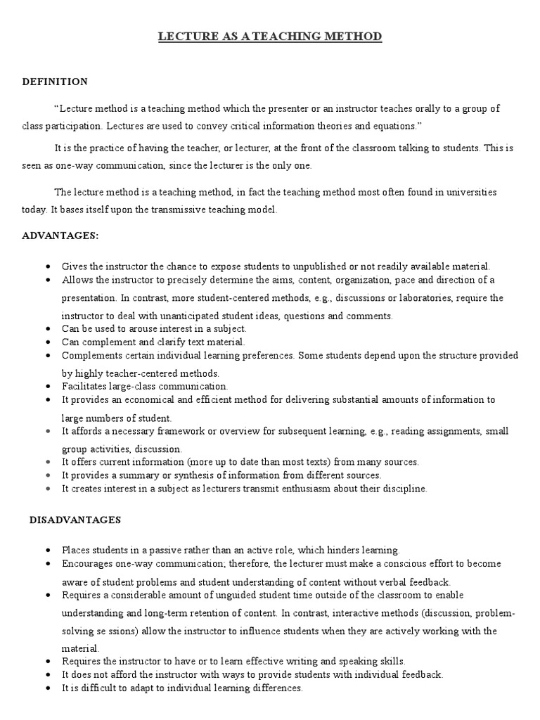 1.lecture Method | PDF | Lecture | Teaching Method