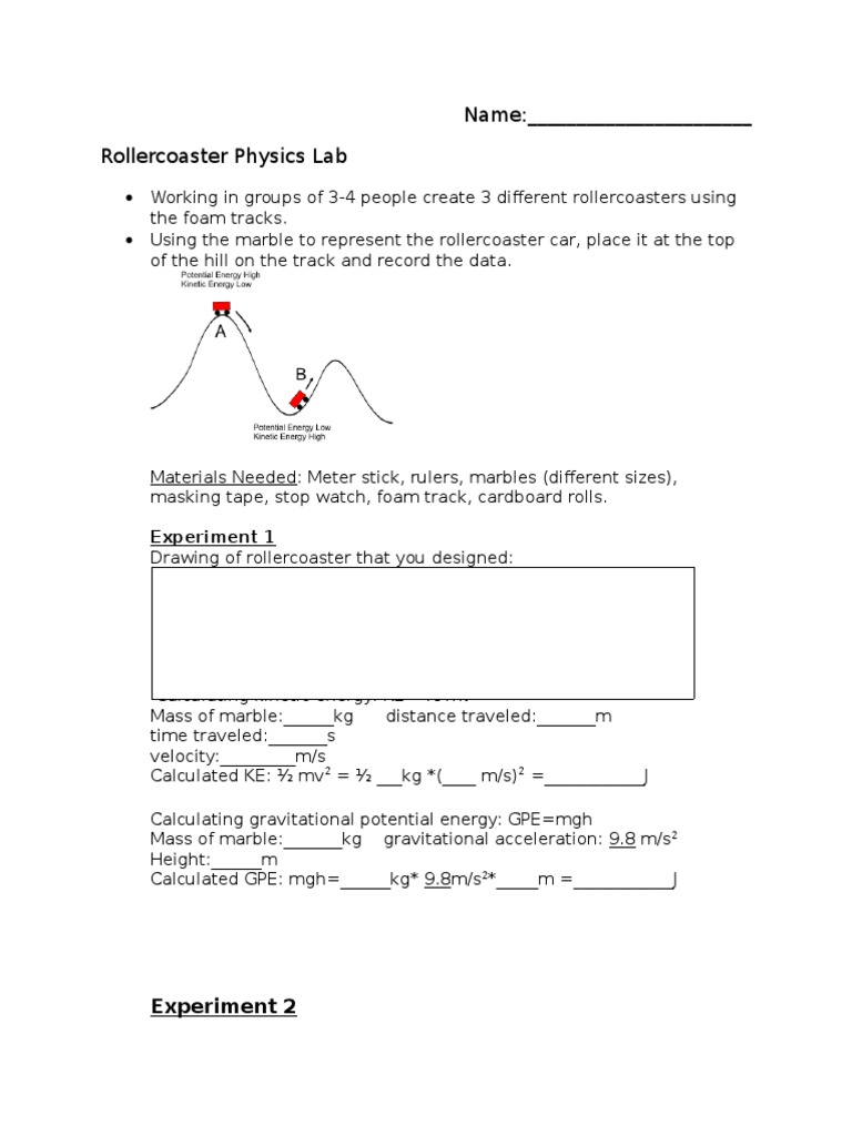 Rollercoaster Physics Lab Project | PDF | Science & Mathematics