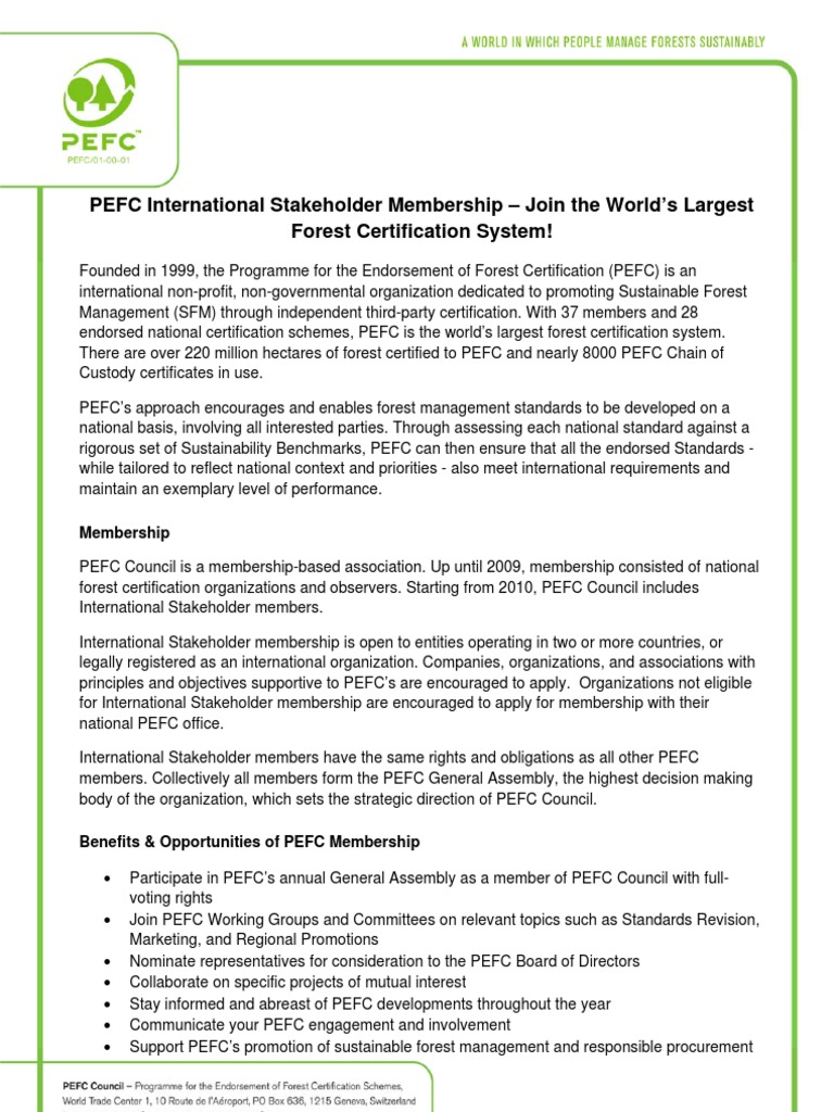 PEFC Membership Information & Fees | PDF | Economies | Business