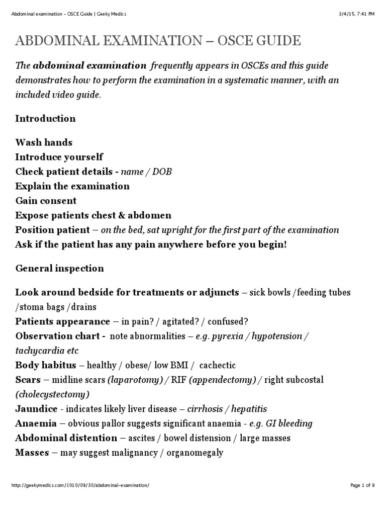 Abdominal examination - OSCE Guide | Geeky Medics | Abdomen | Liver
