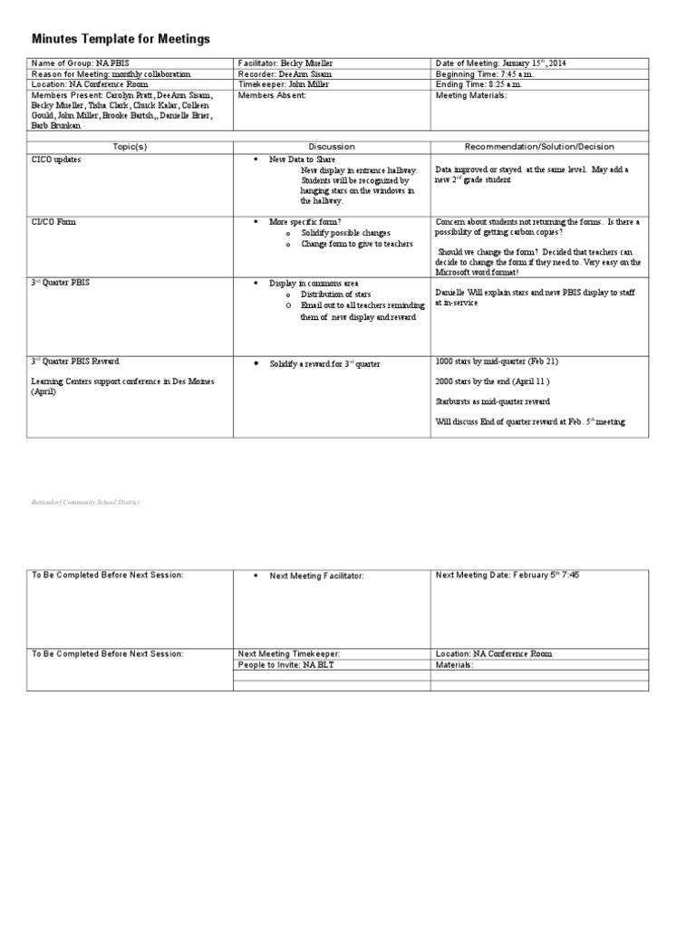 Na Pbis Agenda 1-15-14 Minutes | PDF | Art