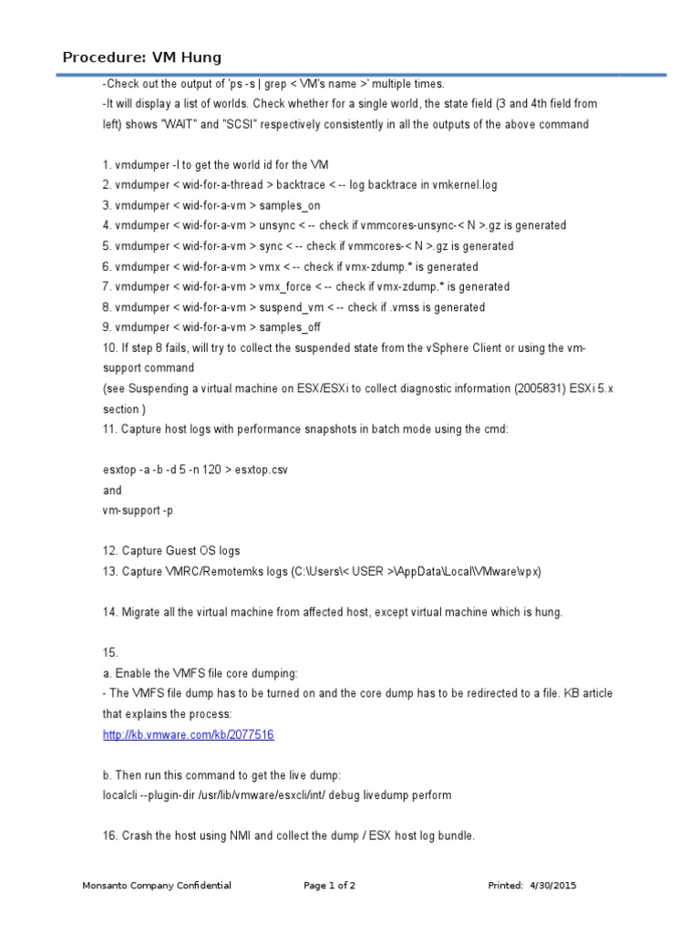 Troubleshooting VM Hang Issues | PDF